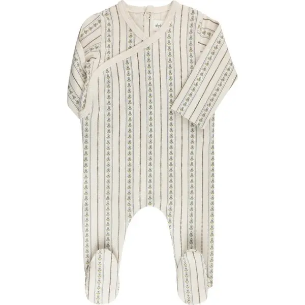 ELY'S & CO. Linear Tulip Footie - Ivory/blue