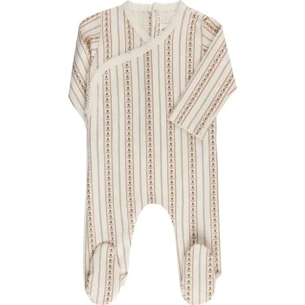 ELY'S & CO. Linear Tulip Footie - Ivory/pink
