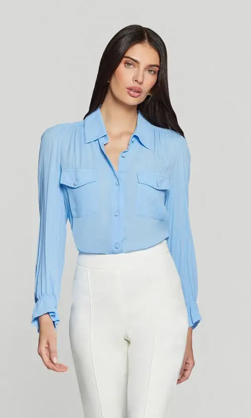 Generation Love Priya Georgette Shirt - Light Blue