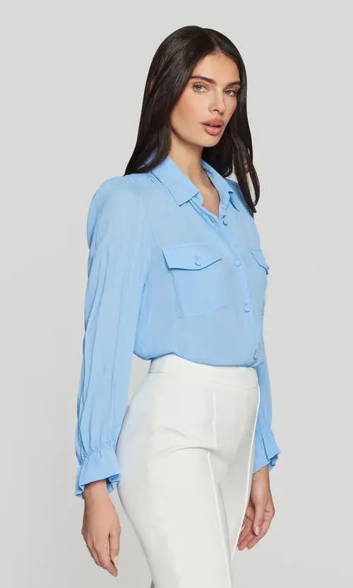 Generation Love Priya Georgette Shirt - Light Blue