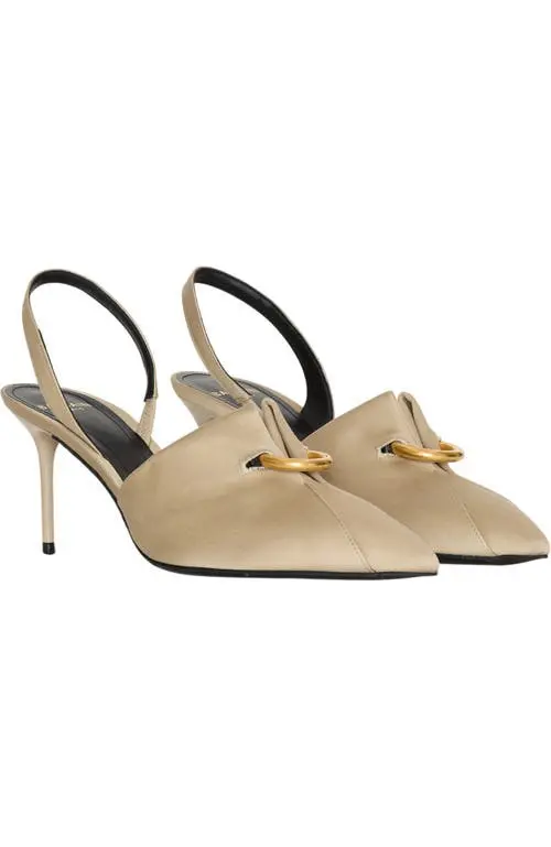 Balmain Cotton Gabardine Slingbacks With Piercing - Beige