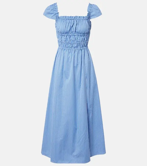 Altuzarra Striped Cotton Midi Dress - Blue