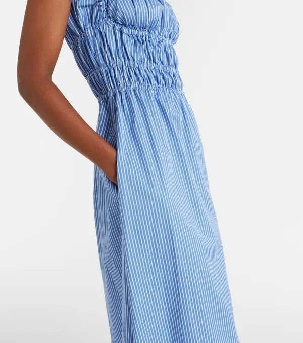 Altuzarra Striped Cotton Midi Dress - Blue