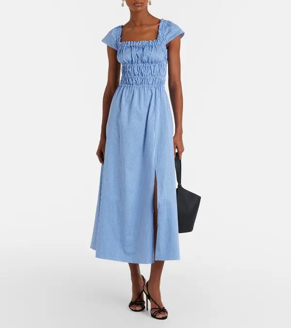 Altuzarra Striped Cotton Midi Dress - Blue