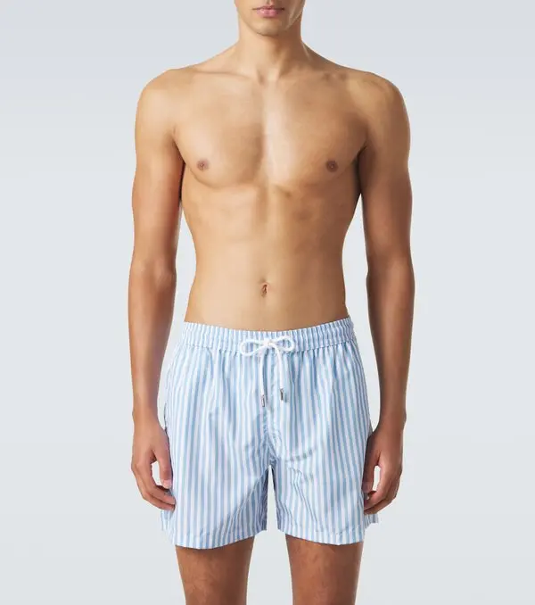 Thom Sweeney Striped Swim Trunks