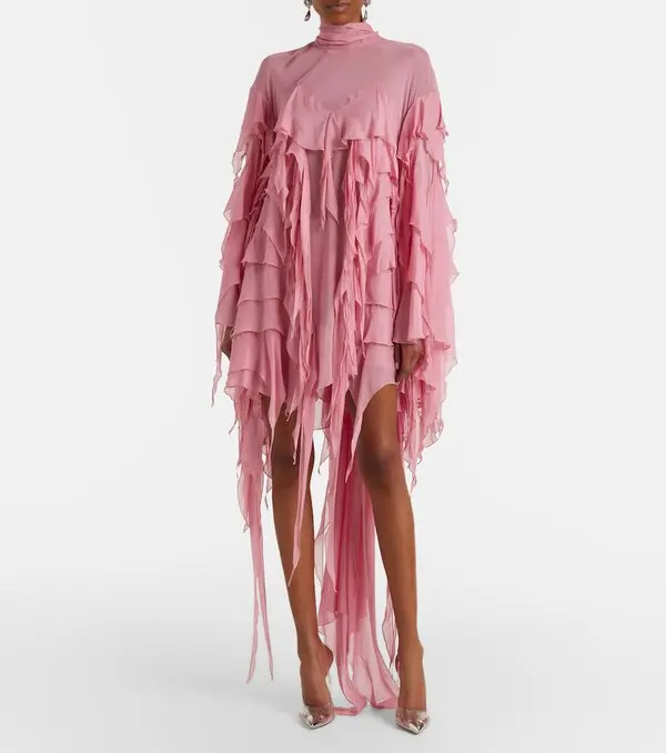 Blumarine Tiered Chiffon Mini Dress