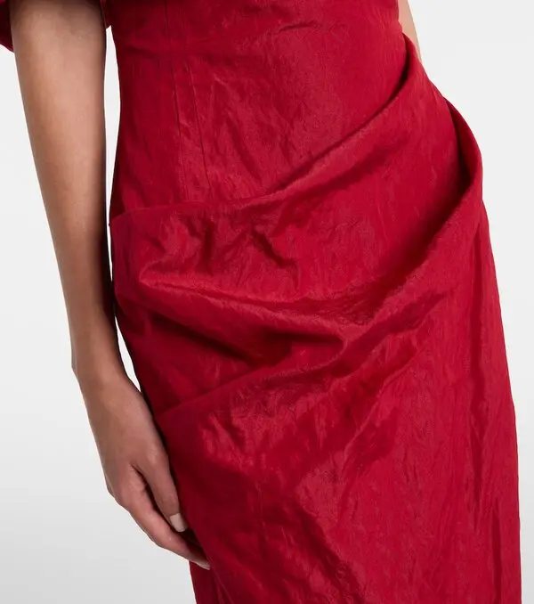 Magda Butrym Off-shoulder Draped Cotton-blend Midi Dress