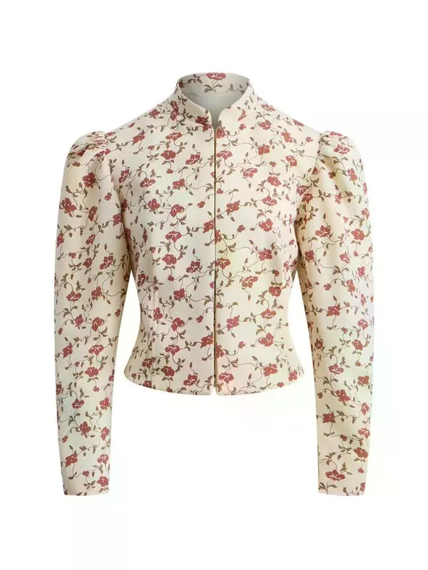 12 STOREEZ Nastenka Floral Print Cropped Jacket