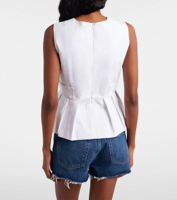 GANNI Peplum Cotton-blend Poplin Top - White