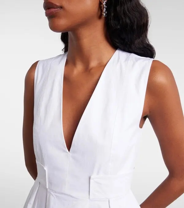 GANNI Peplum Cotton-blend Poplin Top - White