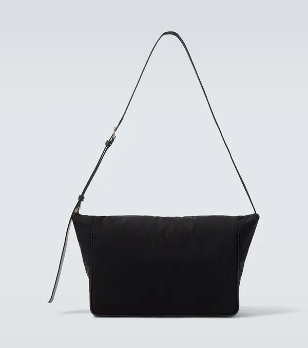 THE ROW Lloyd Leather-trimmed Shoulder Bag - Black