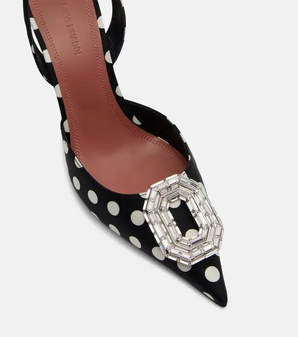 Amina Muaddi Camelia Polka-dot Slingback Pumps