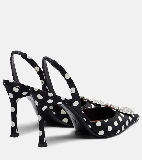 Amina Muaddi Camelia Polka-dot Slingback Pumps