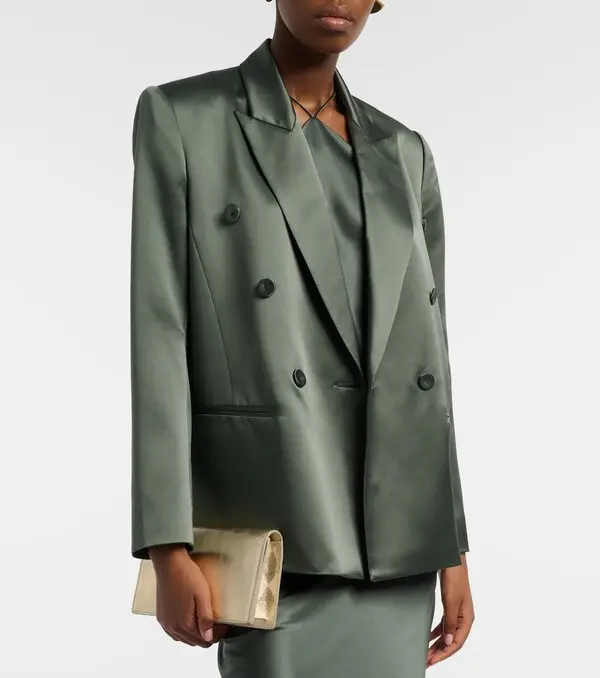 THE SEI Double-breasted Silk Blazer