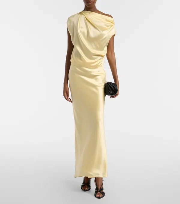 THE SEI Draped Silk Satin Top
