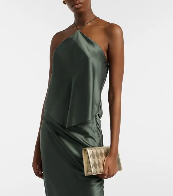 THE SEI Halterneck Silk Charmeuse Top