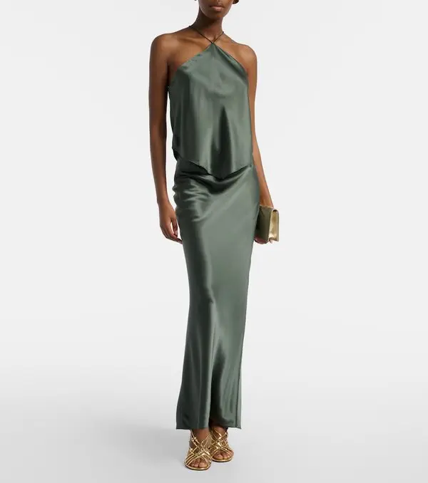 THE SEI Halterneck Silk Charmeuse Top