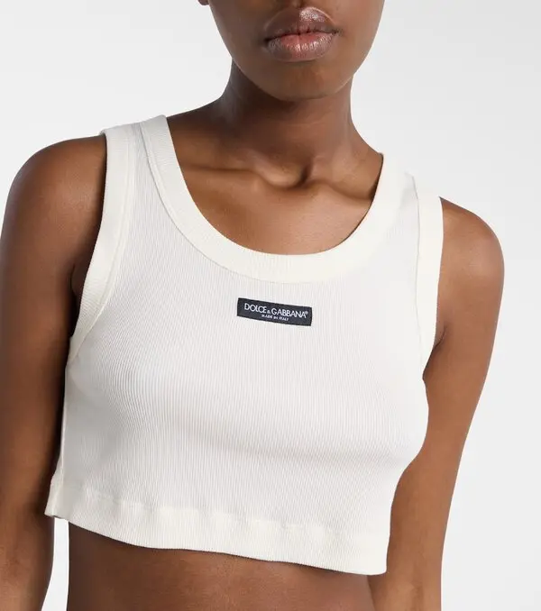 Dolce & Gabbana Logo Cotton Jersey Crop Top