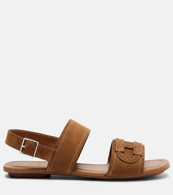 Hogan H685 Suede Sandals - Brown