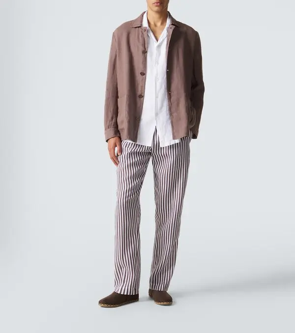 Fedeli Striped Linen Straight Pants