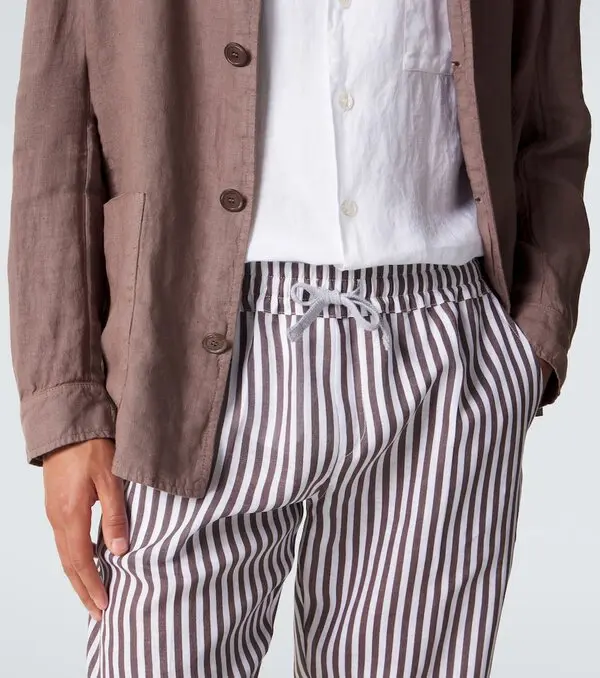 Fedeli Striped Linen Straight Pants