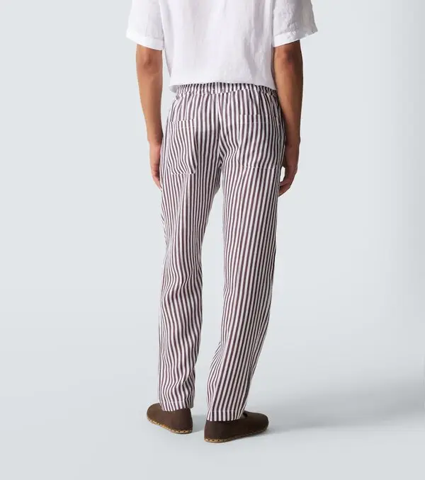 Fedeli Striped Linen Straight Pants