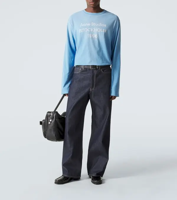 Acne Studios Distressed Cotton-blend Jersey T-shirt - Blue