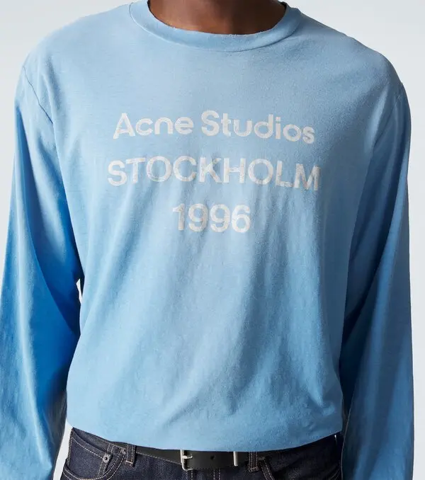 Acne Studios Distressed Cotton-blend Jersey T-shirt - Blue