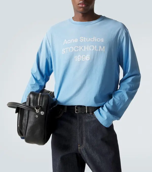 Acne Studios Distressed Cotton-blend Jersey T-shirt - Blue