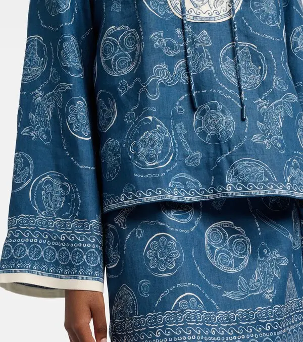 ALEMAIS Lucky Printed Linen Blouse