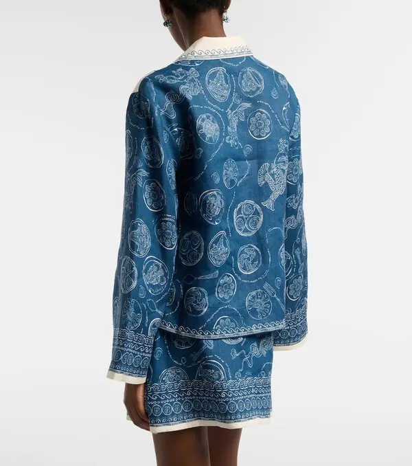 ALEMAIS Lucky Printed Linen Blouse