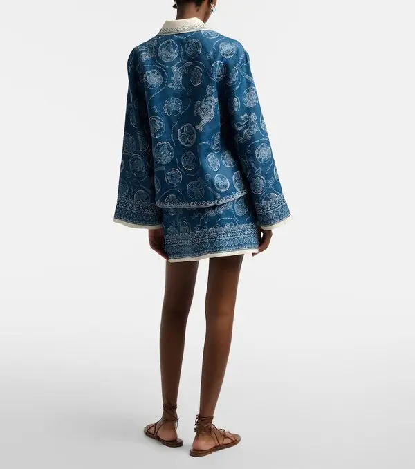 ALEMAIS Lucky Printed Linen Miniskirt
