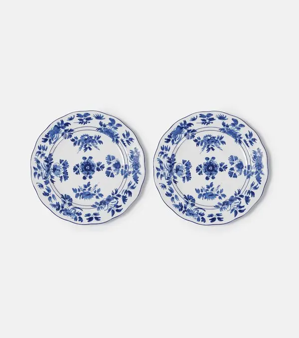 CABANA Gloria Set Of 2 Porcelain Dinner Plates - Blue
