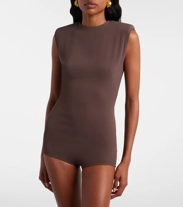 MUGLER Jersey Bodysuit - Brown