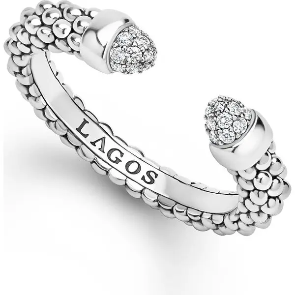 Lagos Signature Caviar Versa Pavé Diamond Ring - Silver