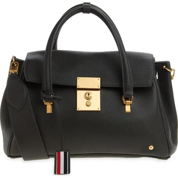 Thom Browne Bolton Pebble Grain Leather Satchel - Black