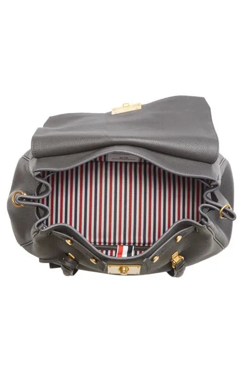 Thom Browne Bolton Pebble Grain Leather Satchel - Dark Grey