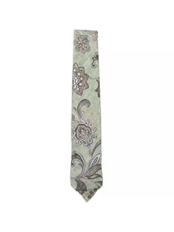DELL'OGLIO Martin Paisley-print Neck Tie - Green