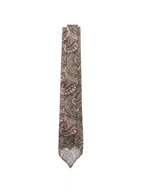 DELL'OGLIO Paisley Pattern Neck Tie - Brown