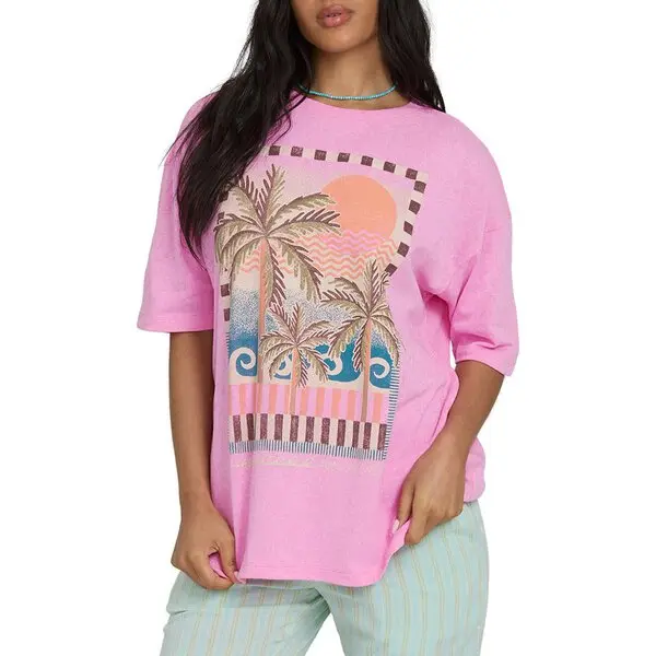BILLABONG Feel The Heat Graphic Cotton T-shirt - Party Pink