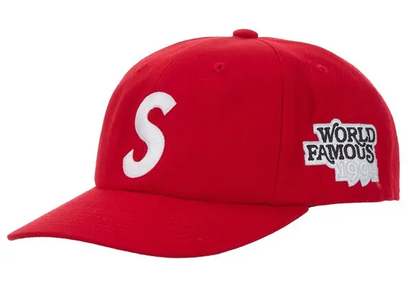 Supreme World Famous S Logo 6 Panel Cap - Red