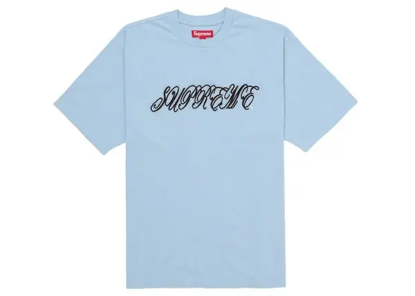 Supreme Raised Script Short Sleeve Top - Light Blue