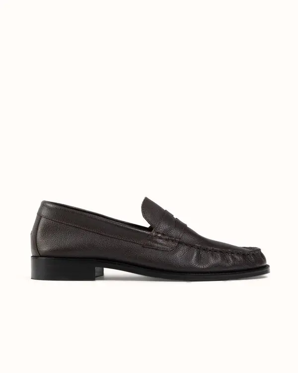 DUKE + DEXTER Ezra Pebble Ruched Loafer - Brown