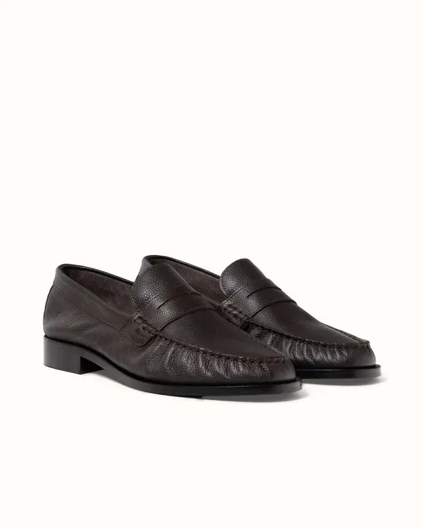 DUKE + DEXTER Ezra Pebble Ruched Loafer - Brown