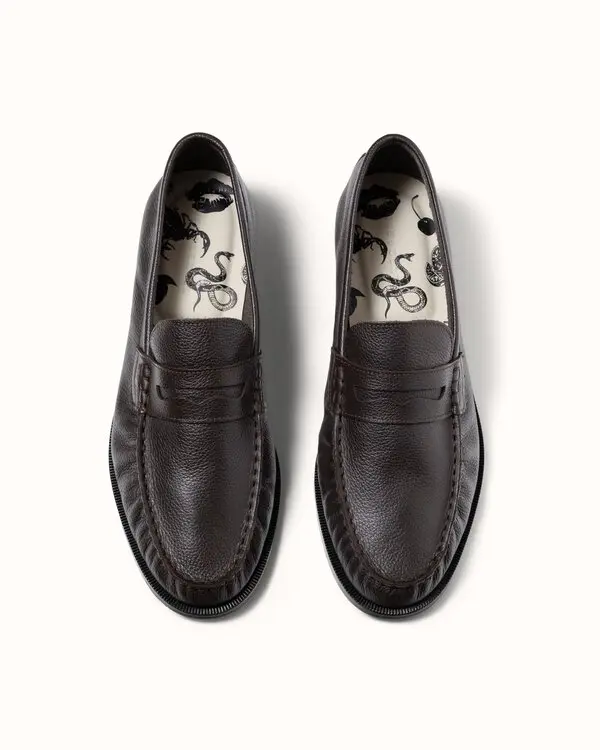 DUKE + DEXTER Ezra Pebble Ruched Loafer - Brown