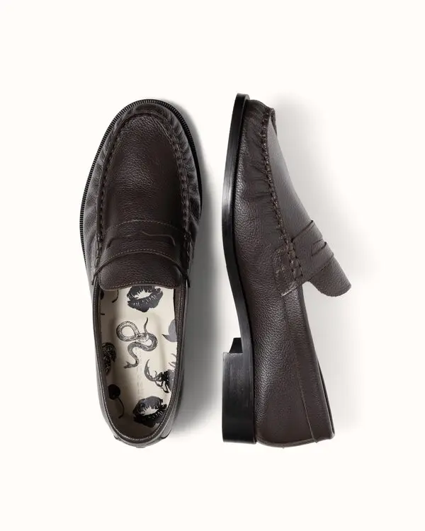 DUKE + DEXTER Ezra Pebble Ruched Loafer - Brown