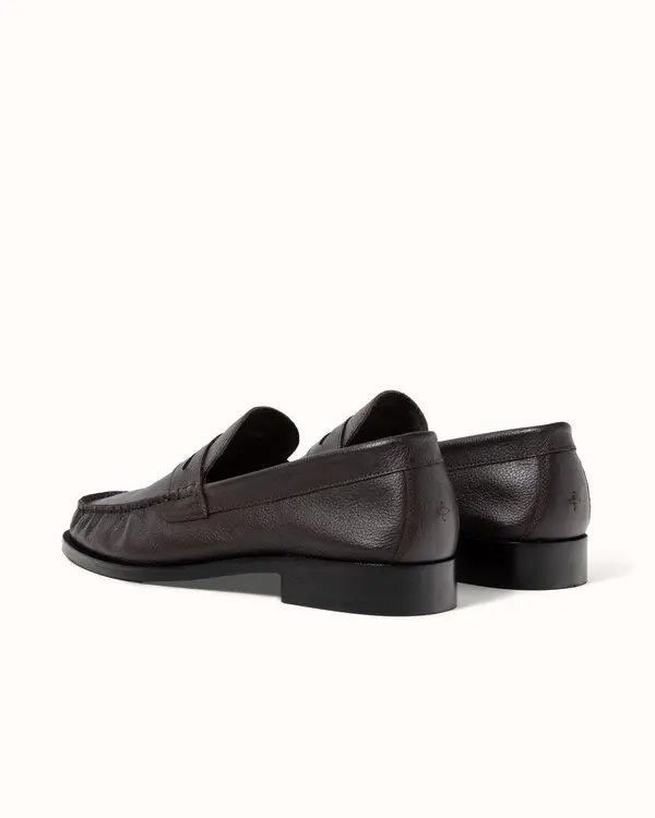 DUKE + DEXTER Ezra Pebble Ruched Loafer - Brown