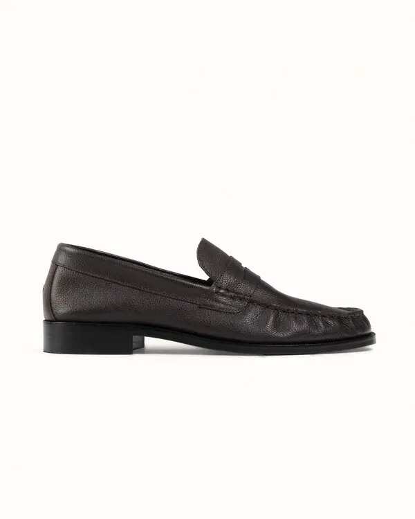DUKE + DEXTER Ezra Pebble Ruched Loafer - Brown