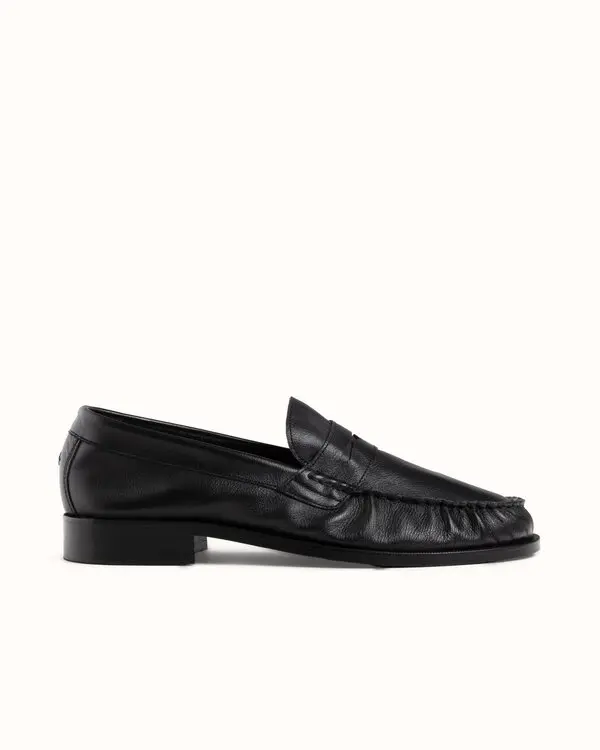 DUKE + DEXTER Ezra Tumbled Ruched Loafer - Black
