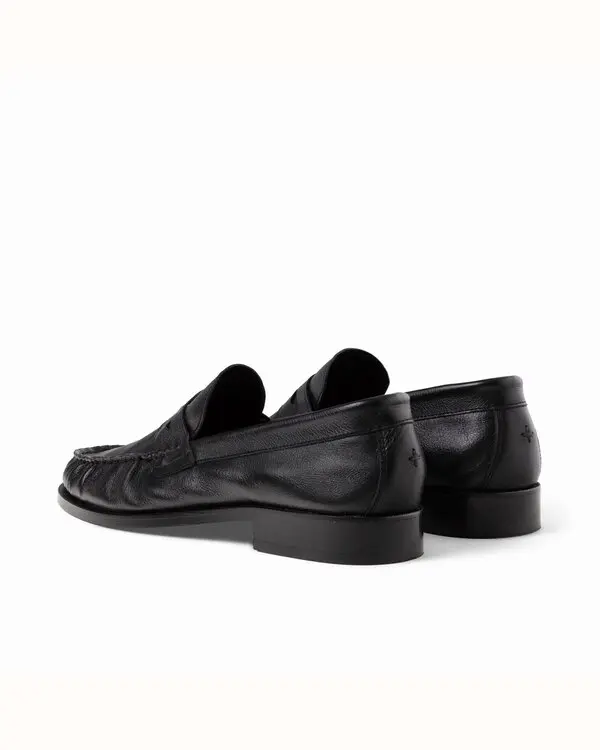 DUKE + DEXTER Ezra Tumbled Ruched Loafer - Black